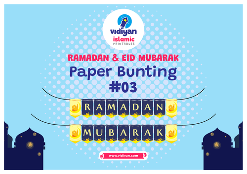 Ramadan & Eid Mubarak Decoration - Printable #03 - Banner Flag - Paper ...