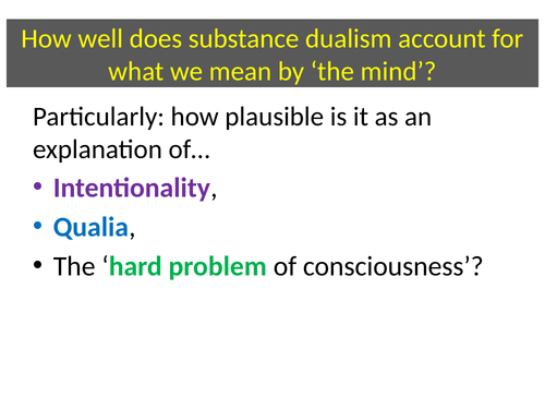 A Level Philosophy: Substance Dualism SoW | Teaching Resources