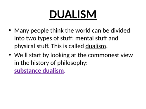 A Level Philosophy: Substance Dualism SoW | Teaching Resources