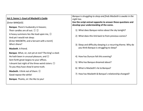 Macbeth Comprehension Worksheets - Full Play | Teaching Resources