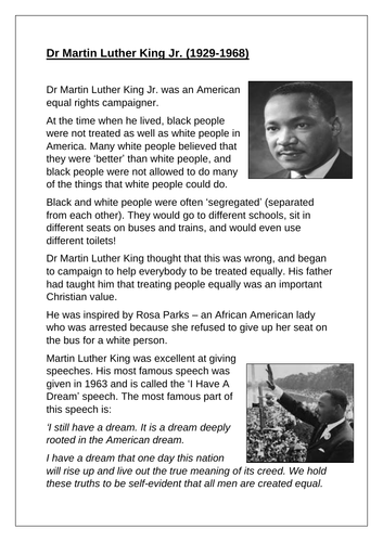 Martin Luther King Jr. - KS1 Whole Class Reading Session! (original ...