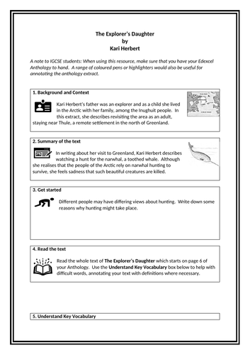 The Explorer's Daughter: Workbook with answers | Teaching Resources