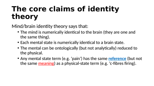 AQA A Level Philosophy: Identity Theory SoW | Teaching Resources