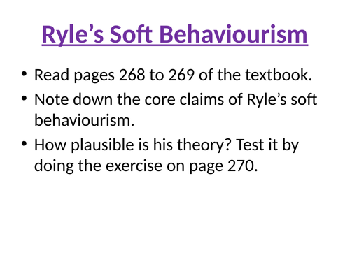 Level Philosophy Behaviourism FULL SoW & LESSONS | Teaching Resources