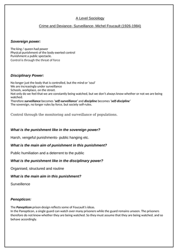 A* A-Level Sociology FULL Crime Notes! | Teaching Resources