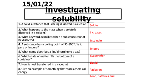 KS3 investigating solubility | Teaching Resources
