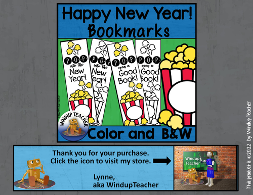 Popcorn Bookmarks – New Year and Reading | Teaching Resources