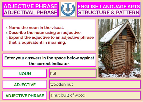 ADJECTIVE OR ADJECTIVAL PHRASE - BOOM CARDS | Teaching Resources
