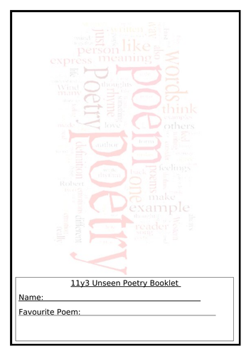 Unseen Poetry KS4 Booklet and PowerPoints | Teaching Resources
