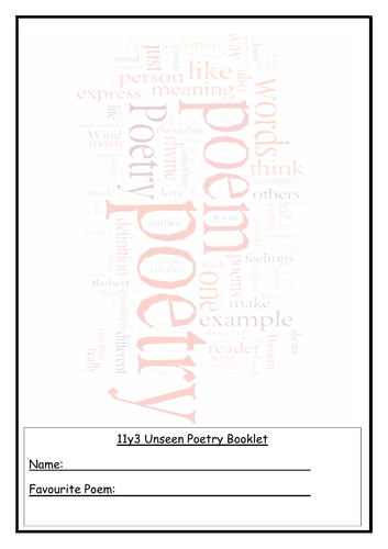Unseen Poetry KS4 Booklet and PowerPoints | Teaching Resources
