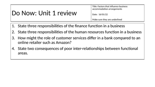 Cambridge Technical Business- Unit 2 working in business | Teaching ...