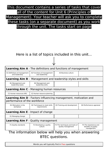 Unit 6 (Principles of Management) - Learning Aim A (Powerpoint ...