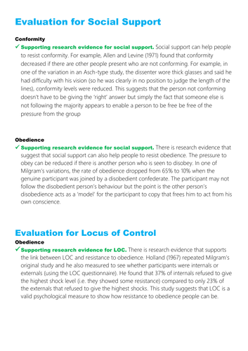 AQA Psychology: Resistance to Social Influence | Teaching Resources