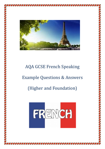 AQA GCSE French Speaking & Writing Exam Helper | Teaching Resources