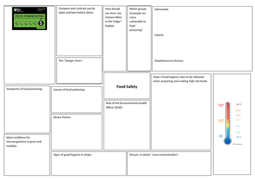 Key Stage 3 Food Safety Revision Grid | Teaching Resources
