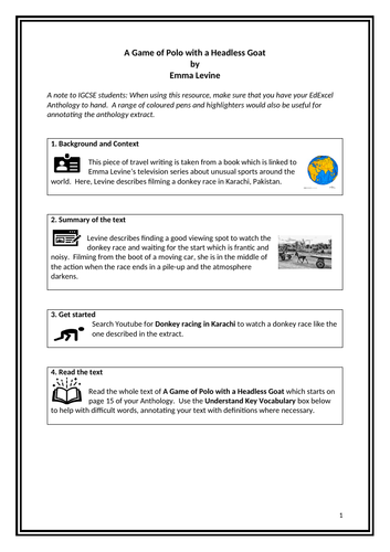A Game of Polo with a Headless Goat: Workbook with answers | Teaching ...