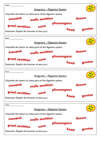 Science Anagrams - Recall Starter Activities Years 1-6 | Teaching Resources
