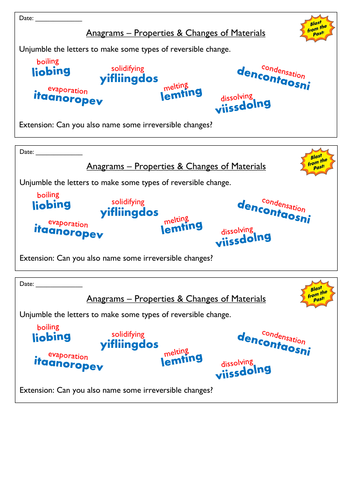 Science Anagrams - Recall Starter Activities Years 1-6 | Teaching Resources