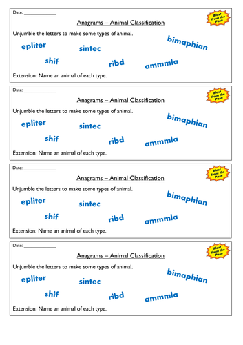 Science Anagrams - Recall Starter Activities Years 1-6 | Teaching Resources