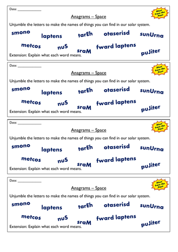 Science Anagrams - Recall Starter Activities Years 1-6 | Teaching Resources
