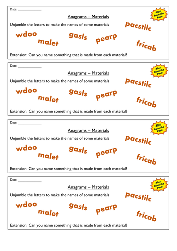 Science Anagrams - Recall Starter Activities Years 1-6 | Teaching Resources