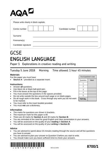 AQA GCSE English Language Paper 1 June 2018 Jigs and Reels - Mr Fisher ...