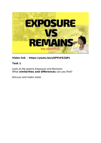 Comparison of Exposure and Remains- revision rap resource | Teaching ...