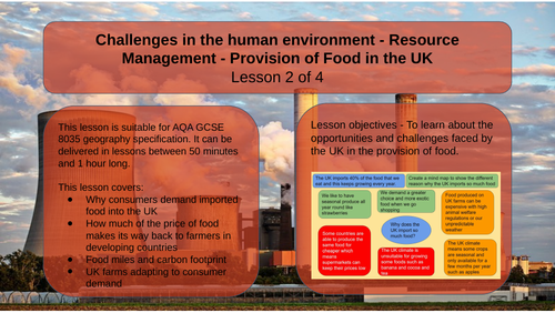 AQA Geography GCSE - Resource Management- Provision of Food in the UK ...