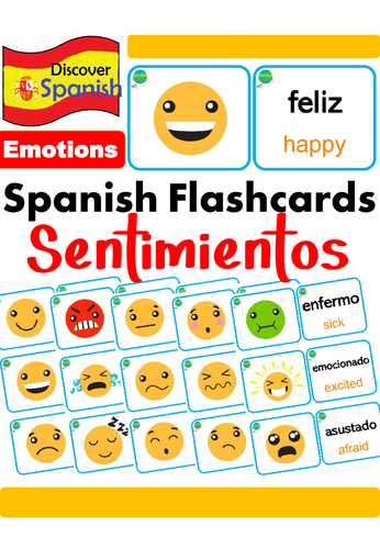 Spanish Flashcards - Feelings & Emotions - Sentimientos | Teaching ...