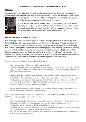 War Horse - PLAY (FULL UNIT) | Teaching Resources