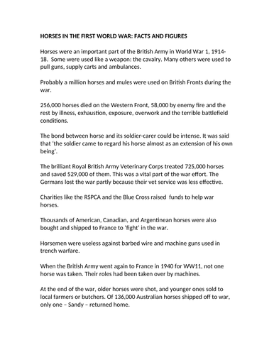 War Horse - PLAY (FULL UNIT) | Teaching Resources