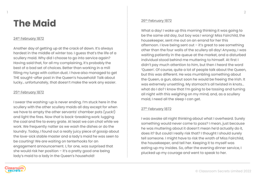 Year 5 Reading Skills - The Maid | Teaching Resources