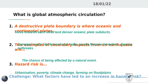 AQA GCSE Geography Challenge of Natural Hazards - Full unit | Teaching ...