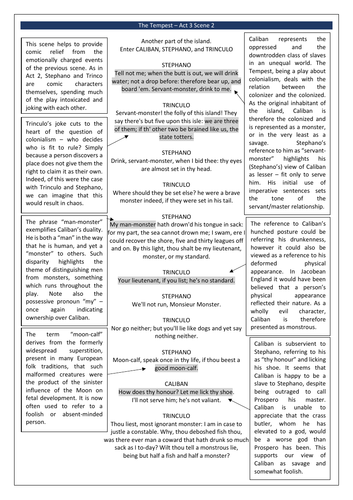 The Tempest Act 3 Scene 2 Fully Annotated | Teaching Resources