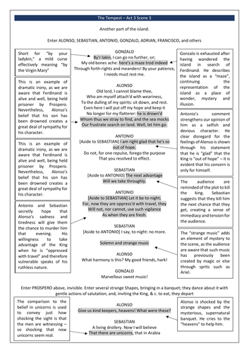The Tempest Act 3 Scene 3 Fully Annotated | Teaching Resources
