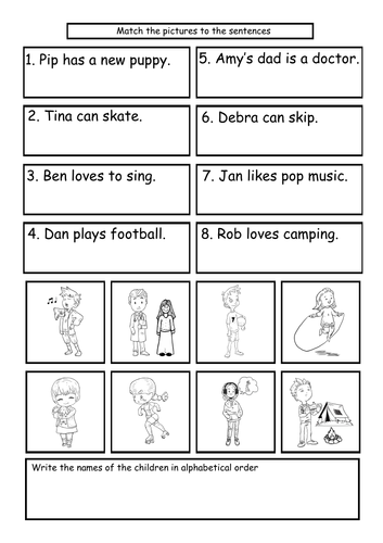 Matching Pictures and Sentences at KS1 | Teaching Resources