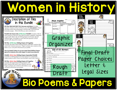 Women in History Month Biography Poem Activity and Writing Papers ...