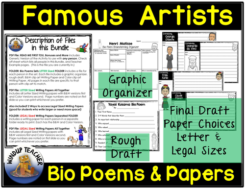 Famous Artists Biography Poem Activity and Writing Papers | Teaching ...