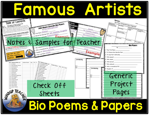Famous Artists Biography Poem Activity and Writing Papers | Teaching ...