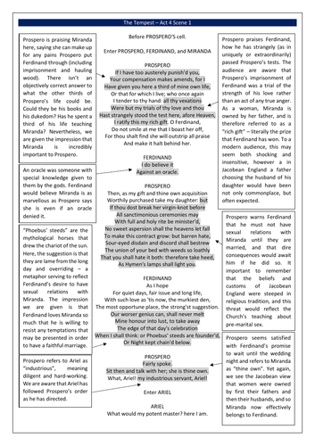 The Tempest Act 4 Scene 1 Fully Annotated | Teaching Resources