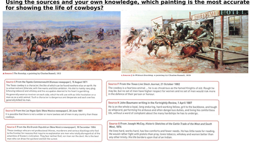 EDEXCEL GCSE: AW Cowboys and their changing role | Teaching Resources
