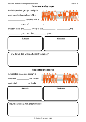 Experimental designs worksheet (Research Methods) | Teaching Resources