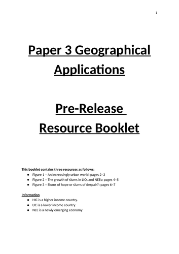 AQA Geography Paper 3 Resource Booklet Pack (2020) | Teaching Resources