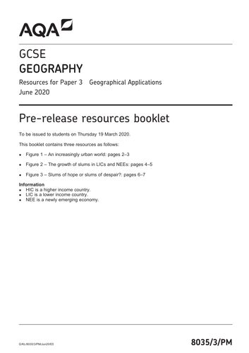 AQA Geography Paper 3 Resource Booklet Pack (2020) | Teaching Resources
