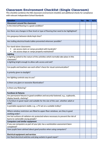 Classroom Environment Checklist - single | Teaching Resources Classroom Environment Checklist - single | Teaching Resources
