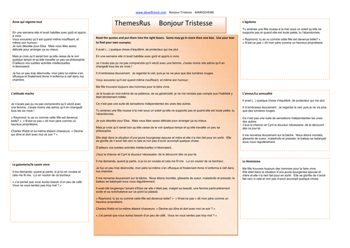 Bonjour tristesse resources | Teaching Resources