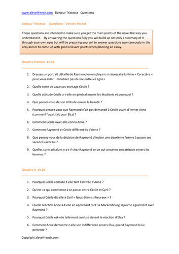 Bonjour tristesse resources | Teaching Resources