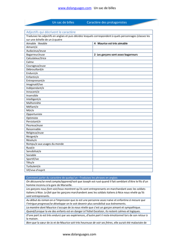 Un sac de billes | Teaching Resources