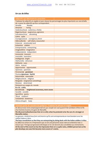 Un sac de billes | Teaching Resources