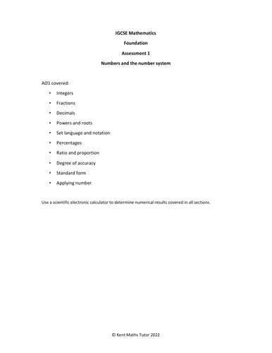 IGCSE Mathematics Foundation Assessment | Teaching Resources IGCSE Mathematics Foundation Assessment | Teaching Resources